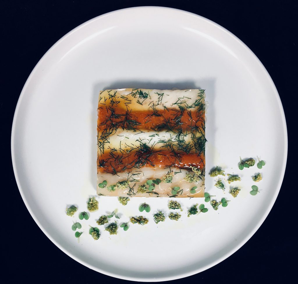 Goujonnettes de merlu, gelée de merguez au fenouil et au Pastis ...